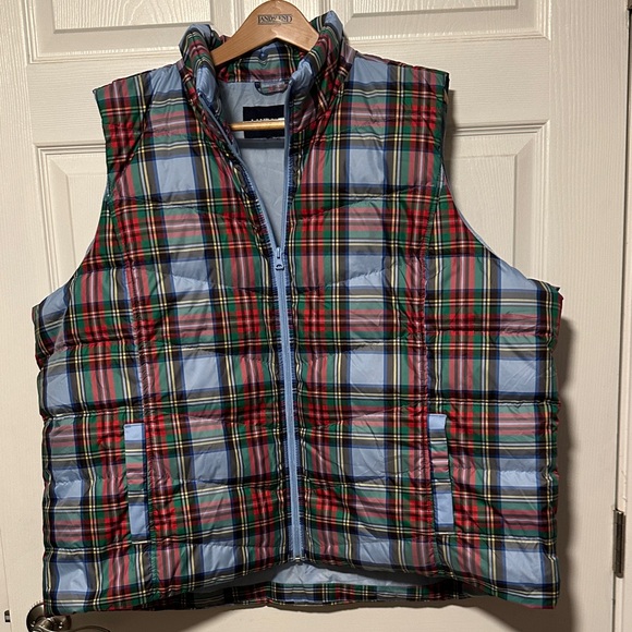 Lands' End | Jackets & Coats | Lands End Plaid Puffer Vest Blue Red ...